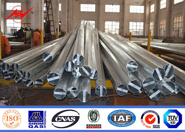 Multi Sided 8m 12 KN Steel Power Poles With Hot Dip Galvanization ...