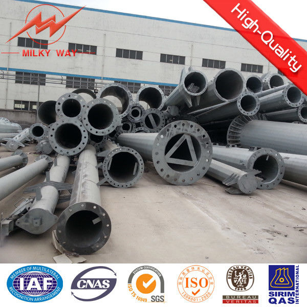 Galvanized Steel Pole Power Line Pole for 220Km/h Wind Pressure