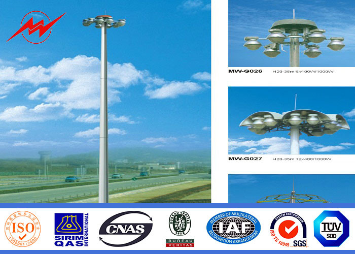Multisided 40M 12 Lamps Galvanized High Mast Pole for Plaza Lighting ...