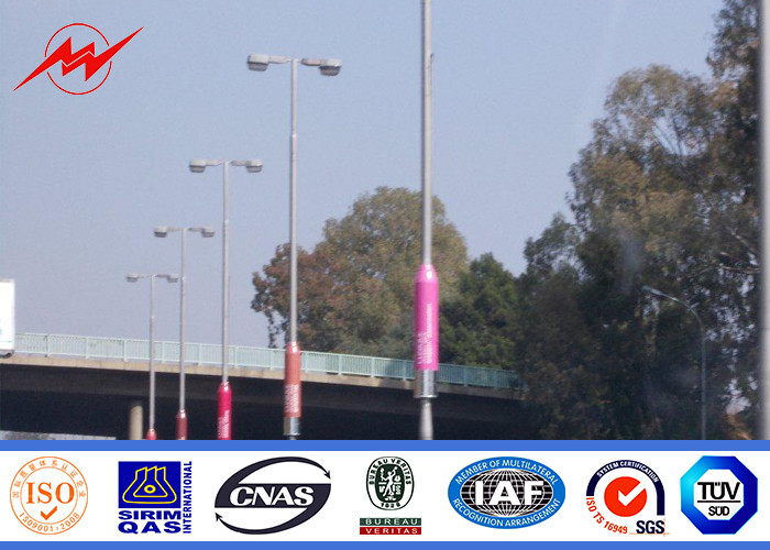 Q235 Steel galvanized 15m 20m 30m Street Light Poles with cross arm