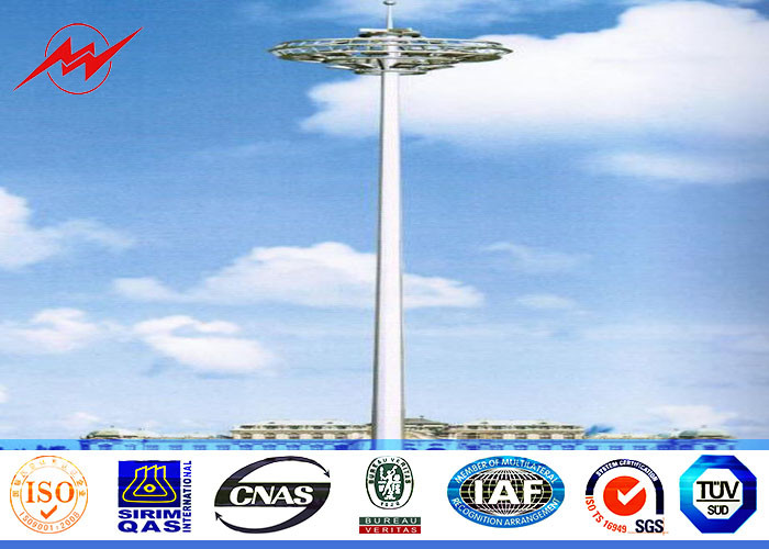 15M LED High Mast Light Pole Highway / Airport High Mast Lighting Pole ...