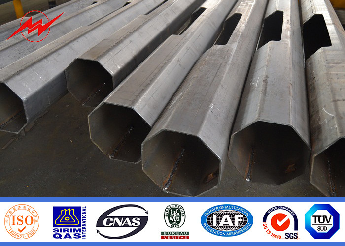 Q235 Cross Arm 12m Street Light Poles , Octagonal Light Pole