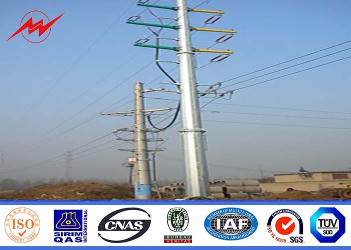 16M 10KN 4mm wall thickness Steel Utility Pole for 132kv distribition ...