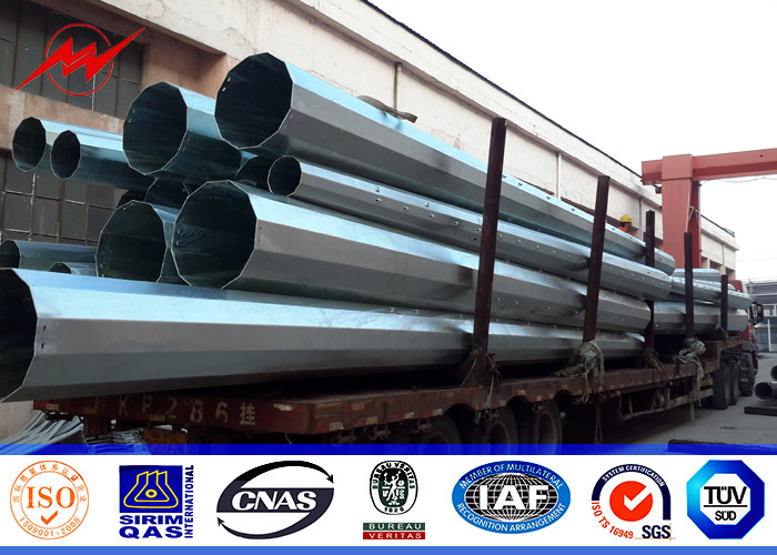 Double Cross Arm Round 69kv 10m joint type Steel Utility Pole Explosion ...