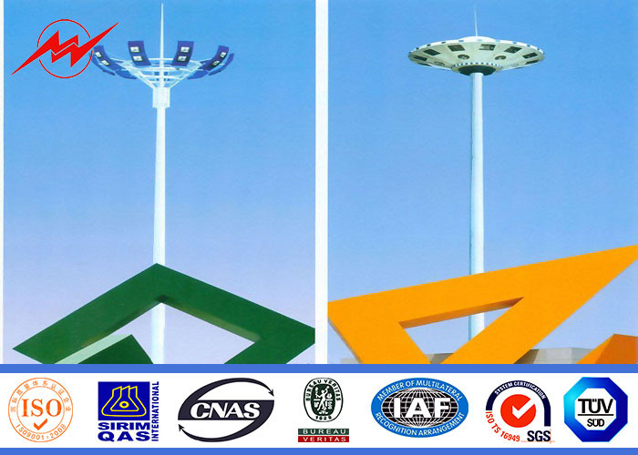 Plaza 12 Lamps Circle 30M High Mast Light Pole , 14 m Square Light Poles