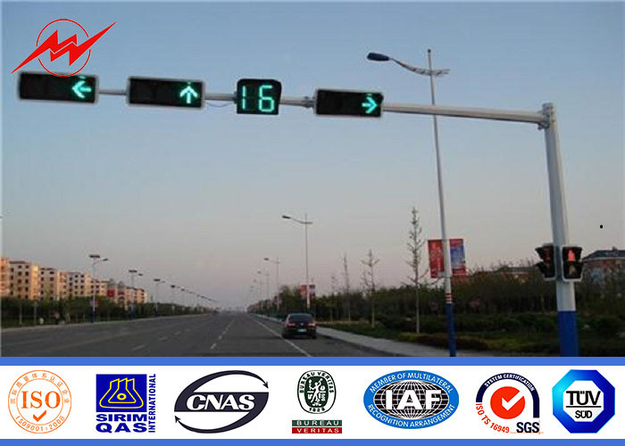 6000mm Height Galvanized Traffic Light Signals Columns Single Bracket ...