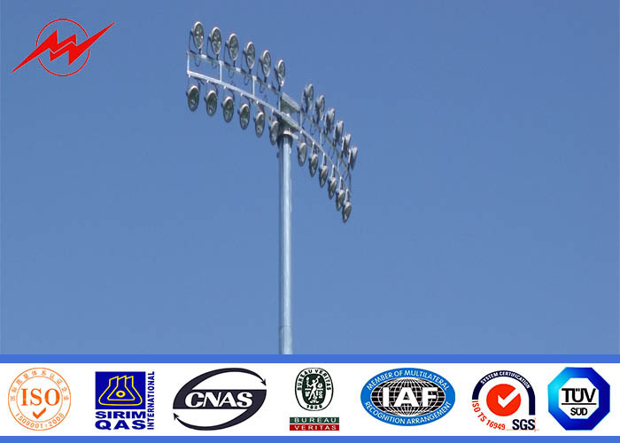 50 FT 500W LED High Mast Lighting Pole Round Shape With External Caged ...