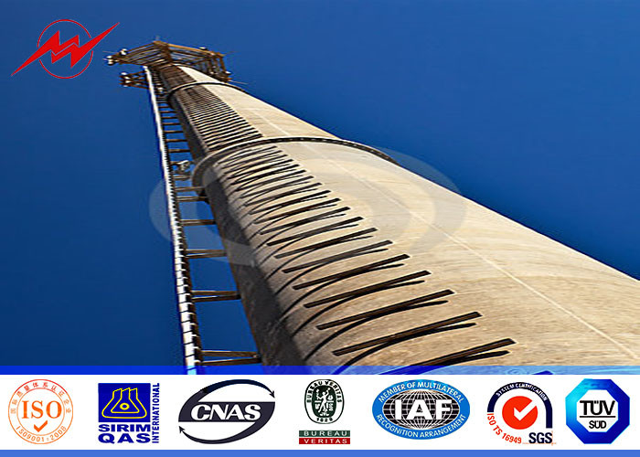 100 Feet Ladder Flange Type Galvanized Monopole Cell Tower For Mobile ...
