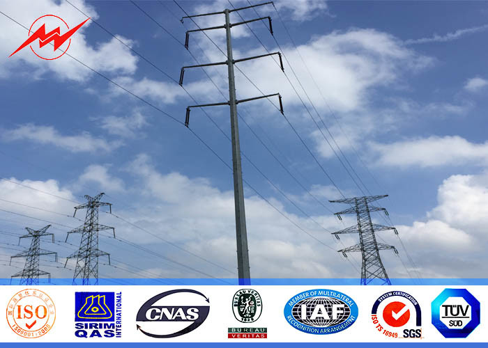 14M 12 Sides Galvanized Steel Pole 500 KV High Voltage Transmission Line