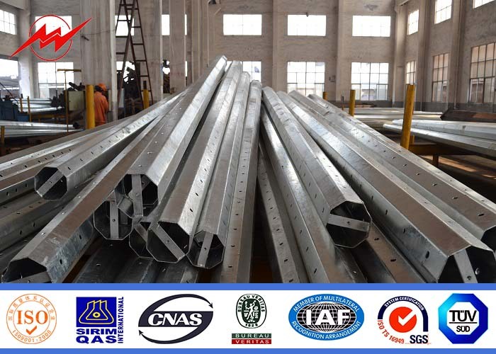 15m 8 Sides Gr65 Steel Tubular Pole Galvanized Electric Power Pole For ...