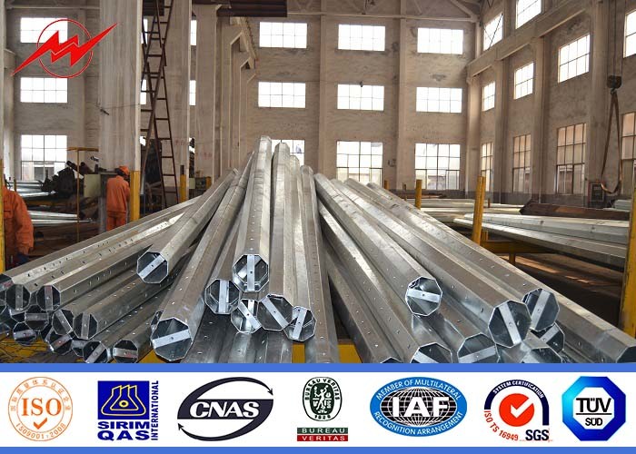 15m 8 Sides Gr65 Steel Tubular Pole Galvanized Electric Power Pole For ...