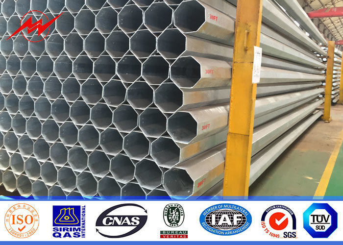 High Voltage 115 Kv Galvanized Steel Pole Octagonal Shape With Stepped Bolt
