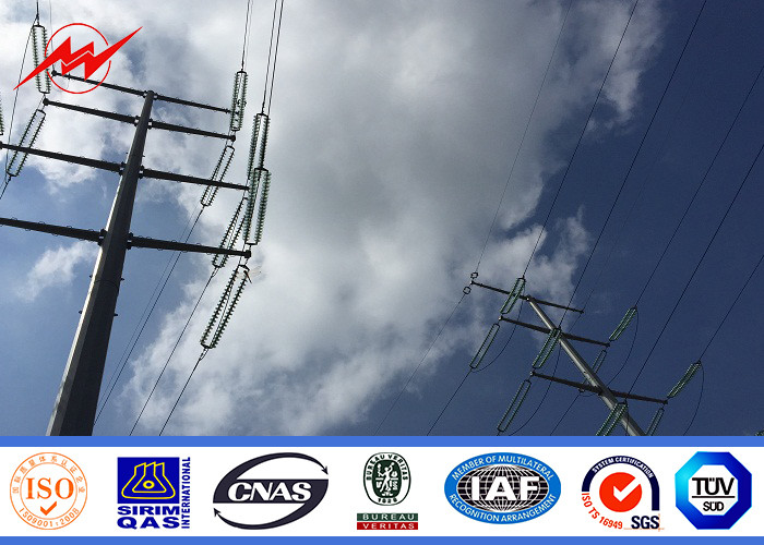 Outside Distribution Line Electric Galvanized Steel Pole Anti Corrosion ...