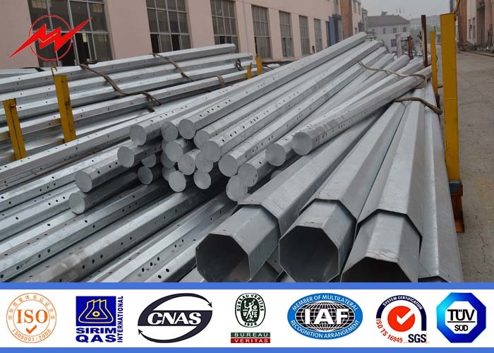 Steel Hot Dip Galvanized Steel Pole For Transmission Power Distribution ...