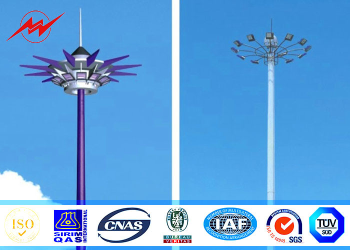 35M HDG 400W HPS High Mast Pole Tower Octagonal Shape With Metal Halide ...