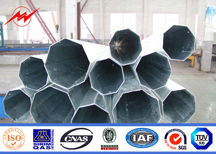18M Power Transmission Line Steel Utility Pole With Steel Angle Cross ...