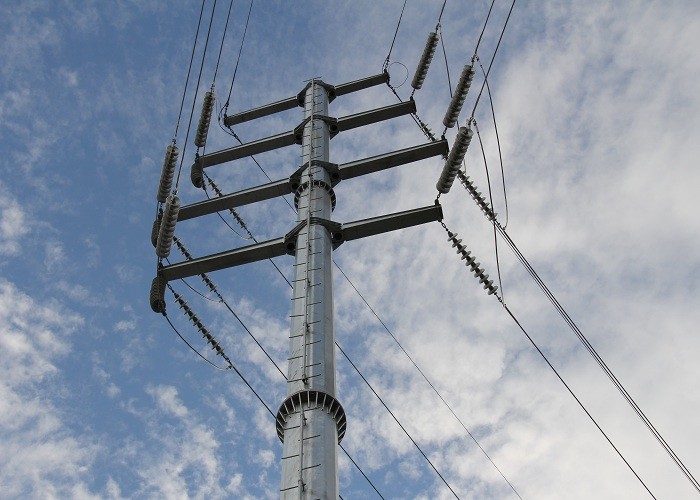 18M Power Transmission Line Steel Utility Pole With Steel Angle Cross ...