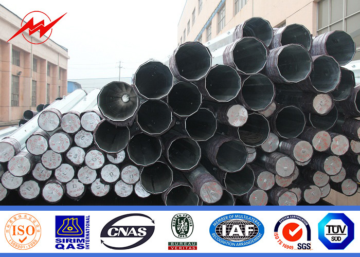 11M 2.5KN Octagonal Galvanized Steel Pole Bitumen Surface 34.5 KV Power ...