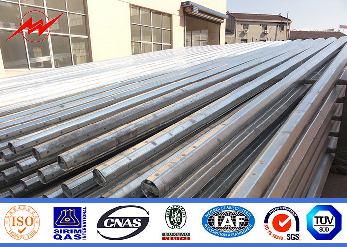 15M Bitumen Burial Type Galvanised Steel Tubular Pole For Transmission ...