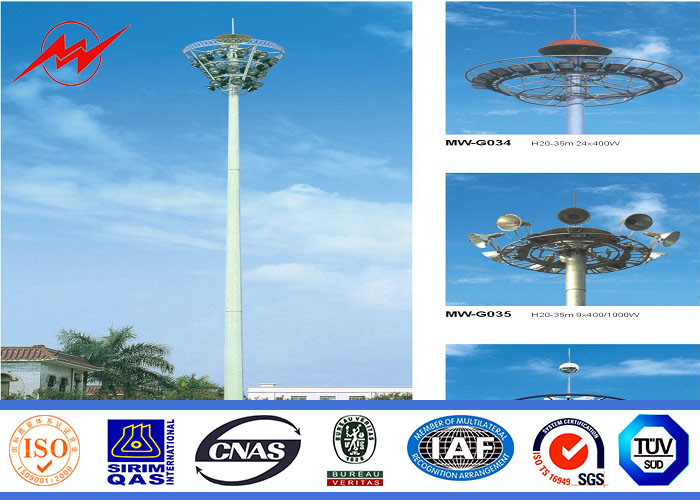 Galvanized Octagonal High Mast Light Pole Single Double / Triple Arm ...