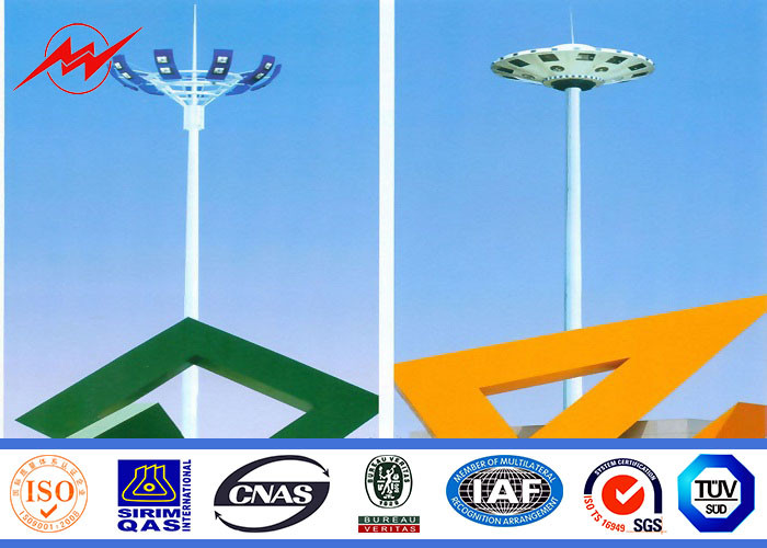 45M Galvanized Octagonal High Mast Light Pole Platform 80 nos LED Light ...
