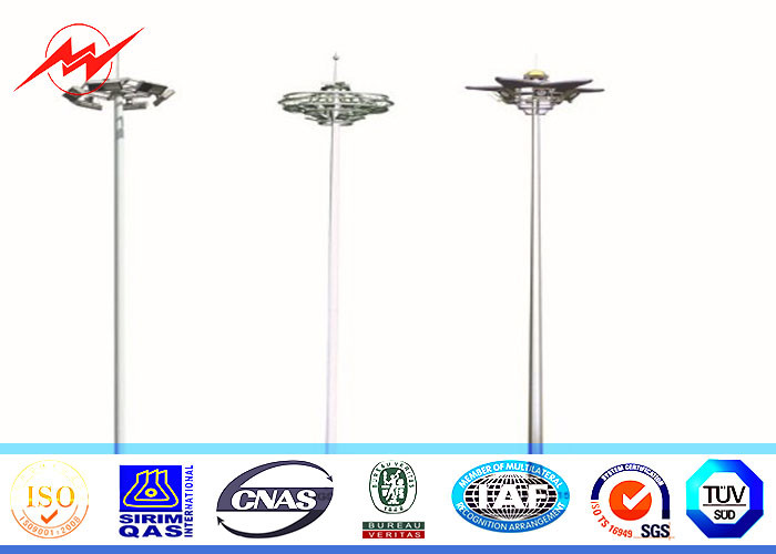 4 Sections 10mm 40M HDG High Mast Light Pole with 55 Lamps Wind Speed 30m/s