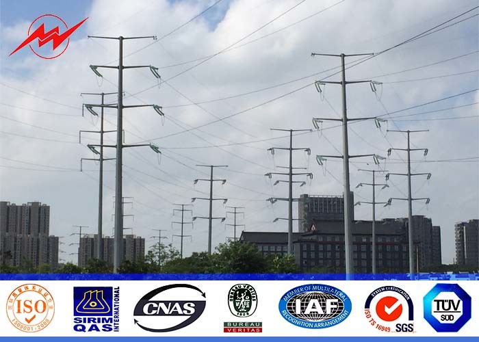 Hexagonal 15m Powder Coating Galvanized Steel Metalic Pole One Section ...