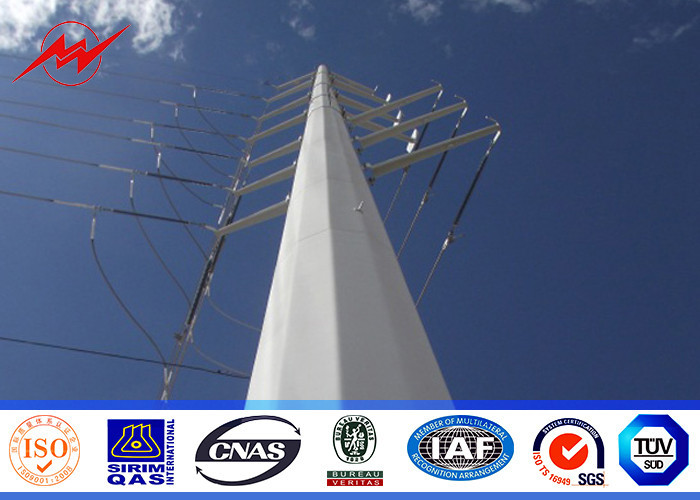 14m Octagonal Steel Power Distribution Poles Galvanized Bitumen AWS D1 ...