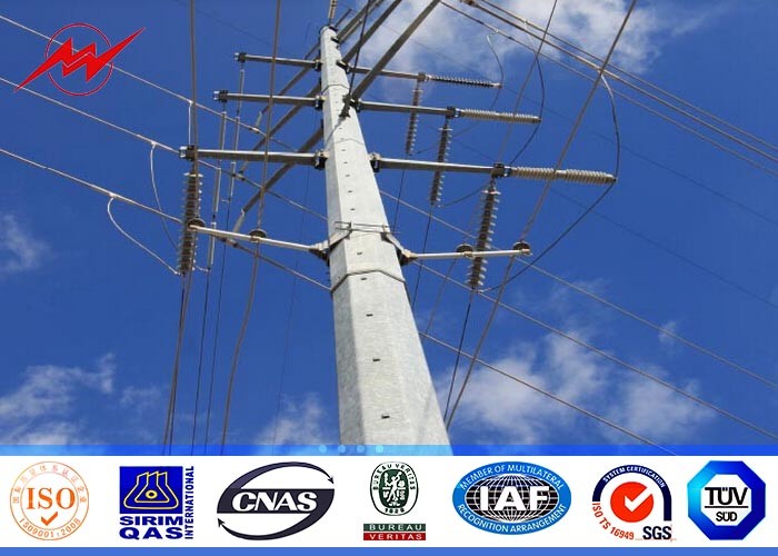 14m Octagonal Steel Power Distribution Poles Galvanized Bitumen AWS D1 ...