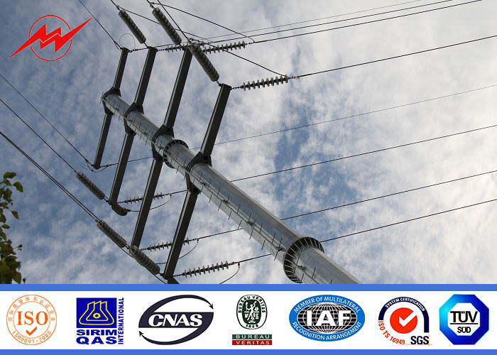 Octagonal Conical Electric Steel Power Poles With Cross Arm Accessories