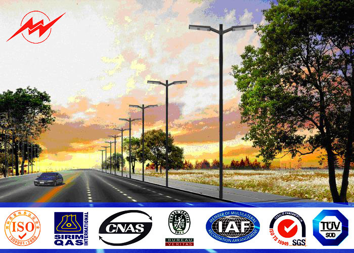 Hot Rolled Steel Street Light Poles 6M 7M 8M 10M Conical Taperer Type