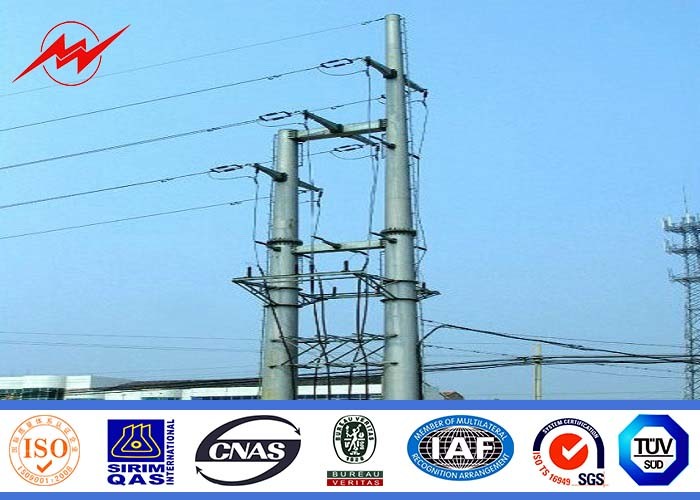 Galvanized Metal Utility Power Poles Tapered 15m / 17m High Voltage 10 ...