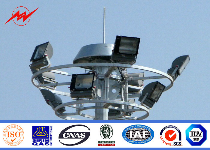 Hexagonal / Octagonal 25m 30m High Mast Light Poles With Aotumatic ...