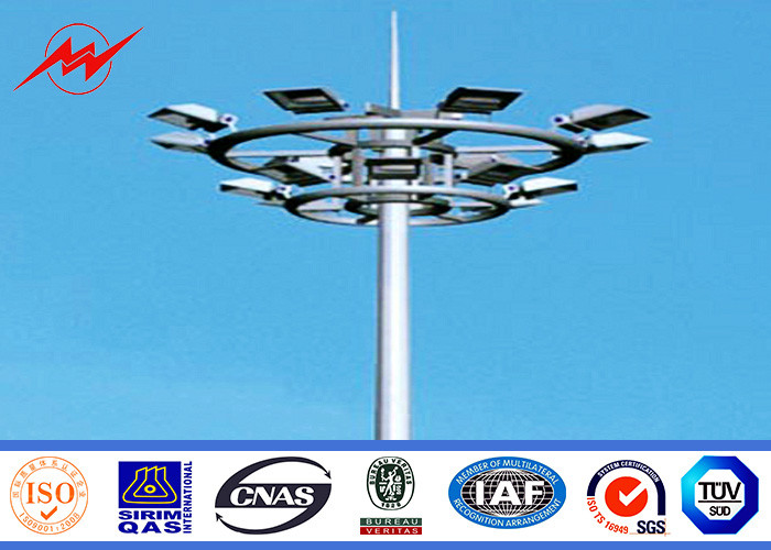 55m Work Platform Steel Polygonal High Mast Light Pole 500W LED Flood ...