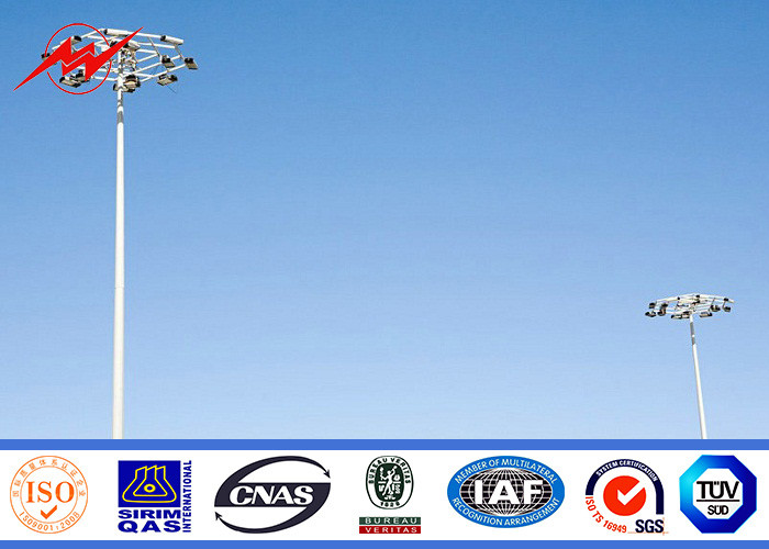 Hexagonal / Octagonal 25m 30m High Mast Light Poles With Aotumatic ...