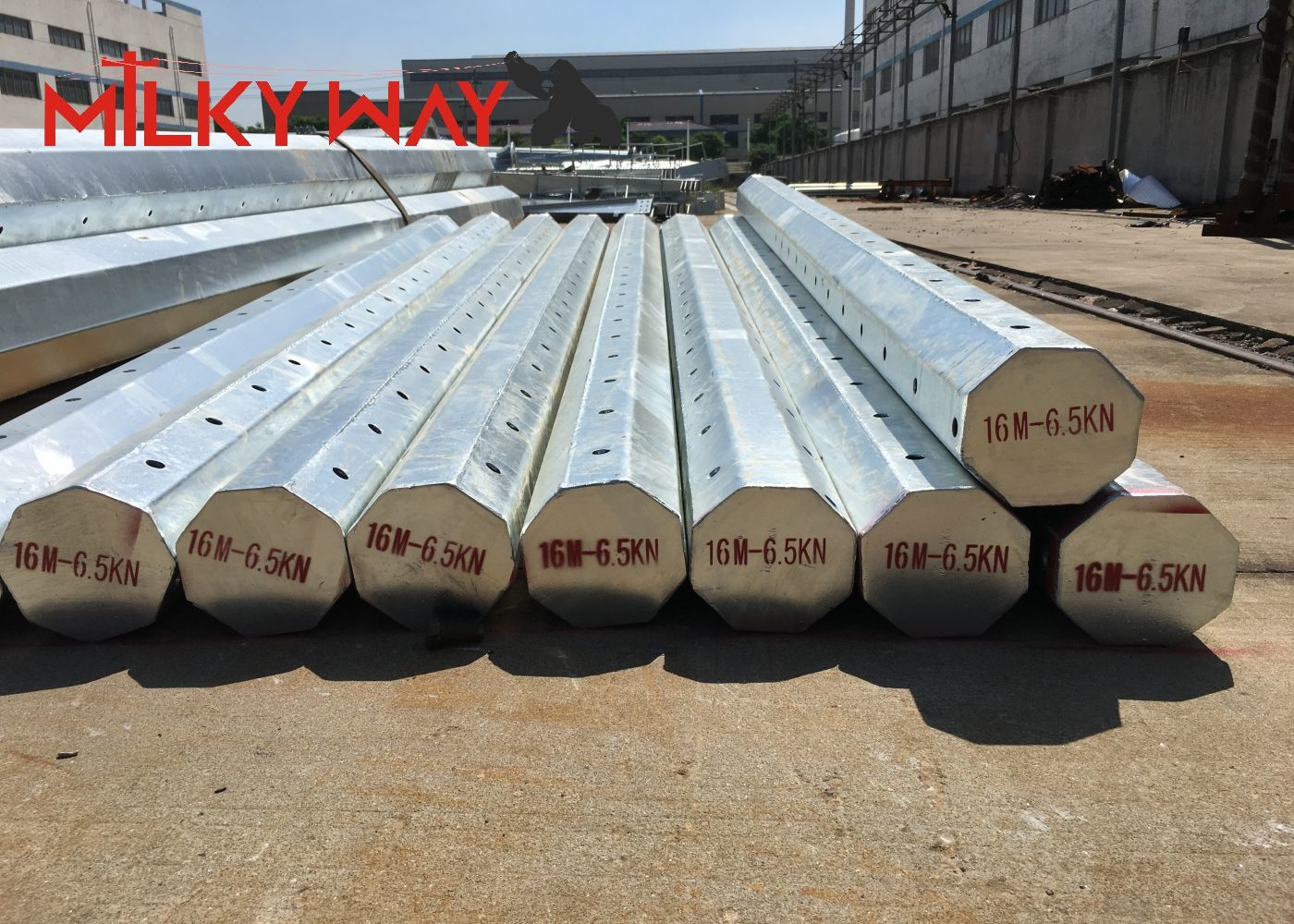 15m Galvanized Steel Utility Poles - 850kg Load Capacity