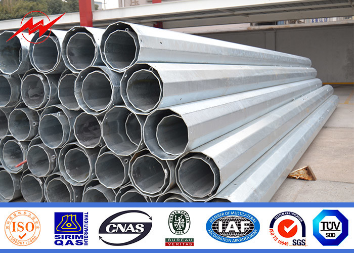 Octagonal Electrical Power Pole , Hot Dip Galvanized Steel Pole Long ...