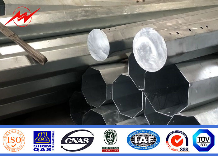65 Feet Type Hs Ht Electrical Power Pole With Angle Steel Cross Arms