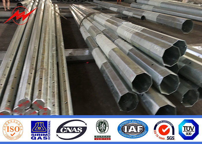 65 Feet Type Hs Ht Electrical Power Pole With Angle Steel Cross Arms