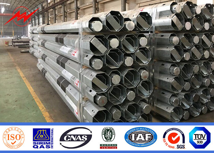 Customized 9m 10m Galvanized Electric Pole For Outside Octagon Polygon