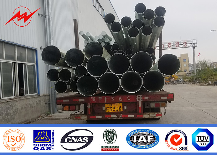 Q235 Cross Arm 12m Street Light Poles , Octagonal Light Pole