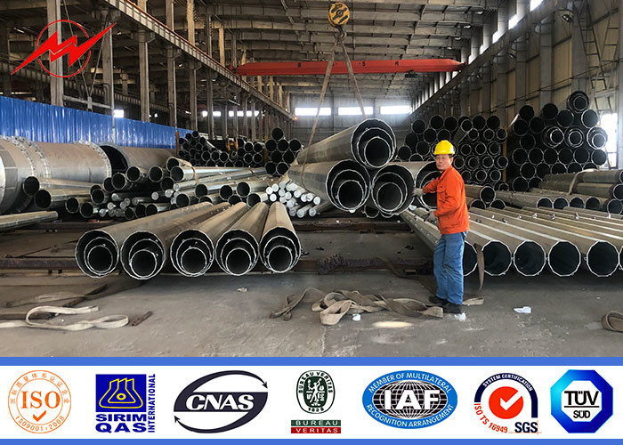 10kv - 550kv Hot Dip Galvanised Steel Pole , Electric Power Pole For ...